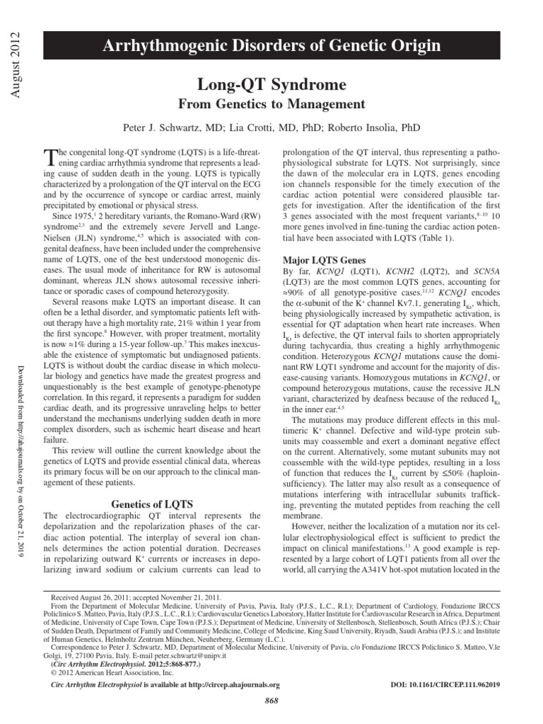 Long-QT Syndrome From Genetics To Management | PDF | Cardiology ...