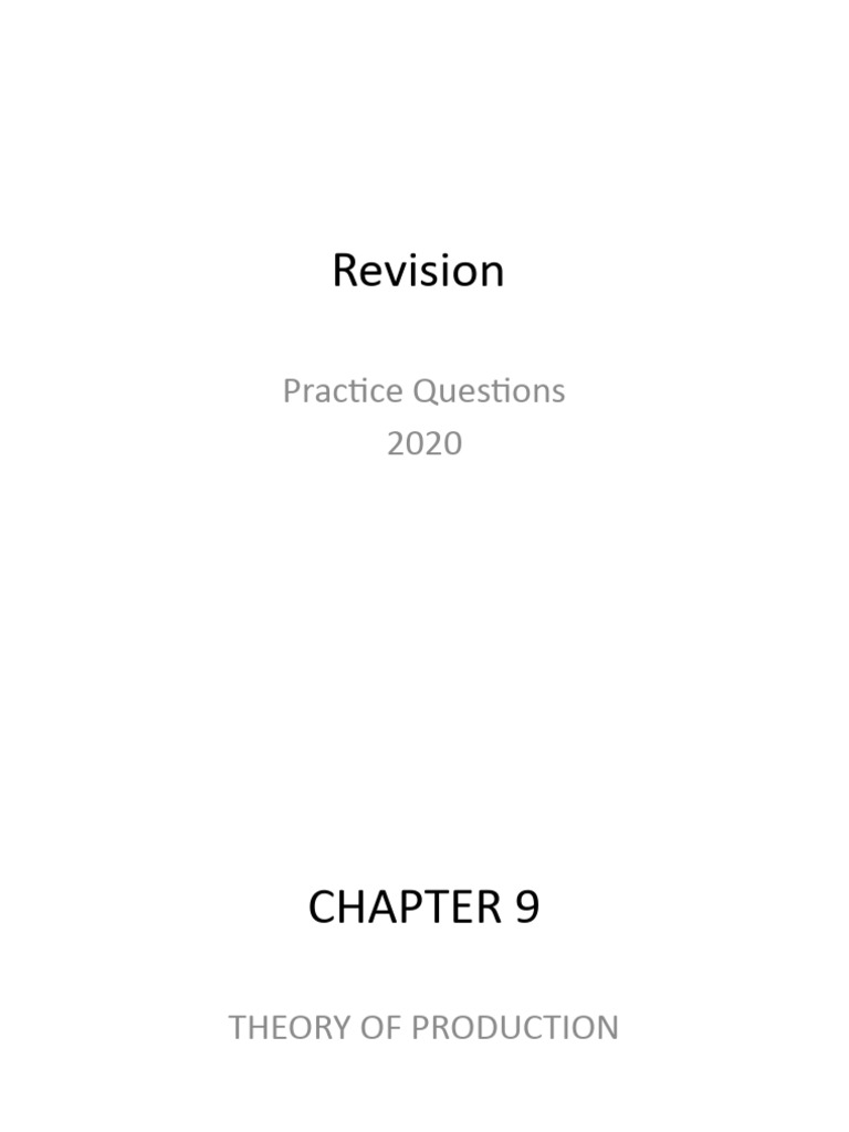 Chapter 9+10+11 - Revision Questions | PDF | Profit (Economics) | Perfect Competition