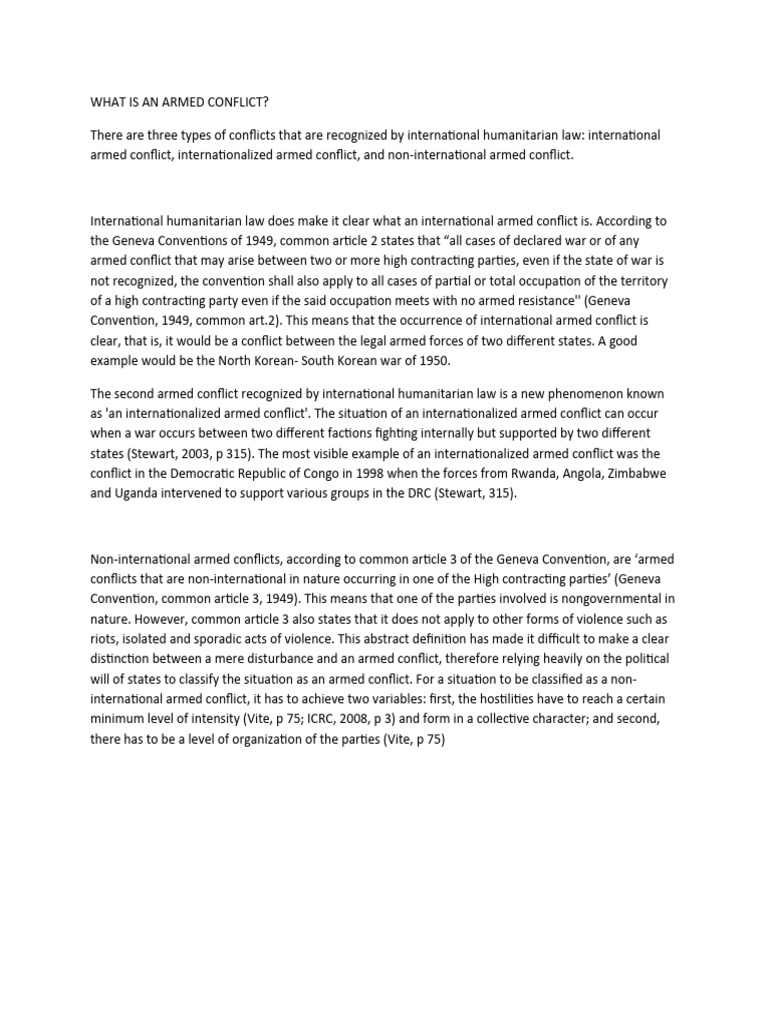 Types of Armed Conflicts Explained | PDF | Geneva Conventions ...