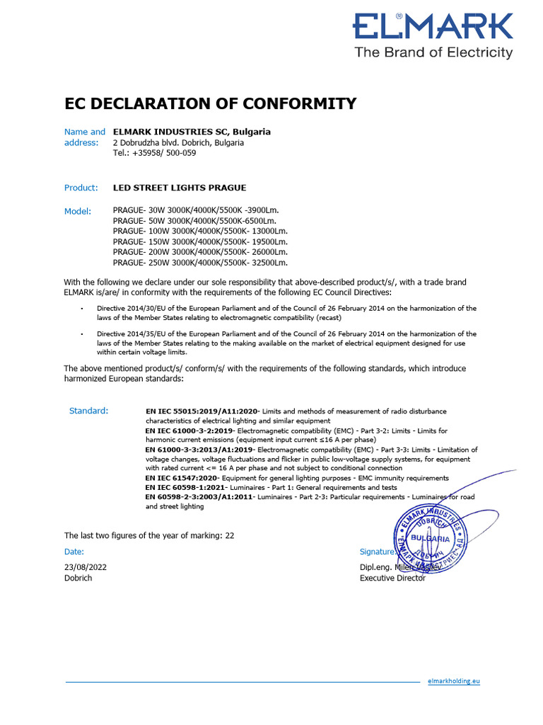 98PRAGUE100 - W - Declaration of Conformity EN | PDF | Electromagnetic Compatibility ...
