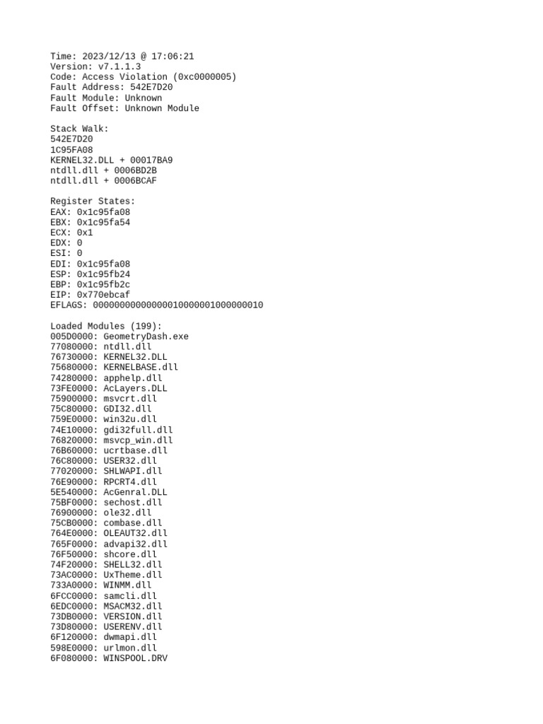 Crashlog 23-12-13 170621 | PDF | Operating System Families | Operating System Technology