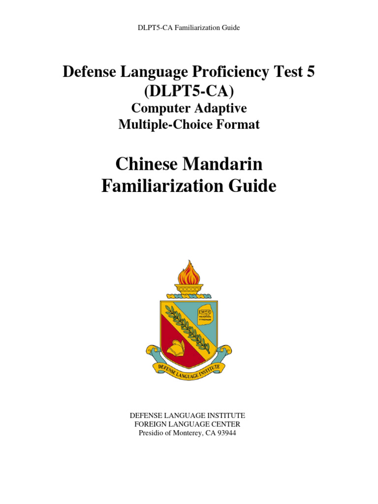DLPT5-CA Mandarin Test Guide | PDF | Reading Comprehension | Vocabulary