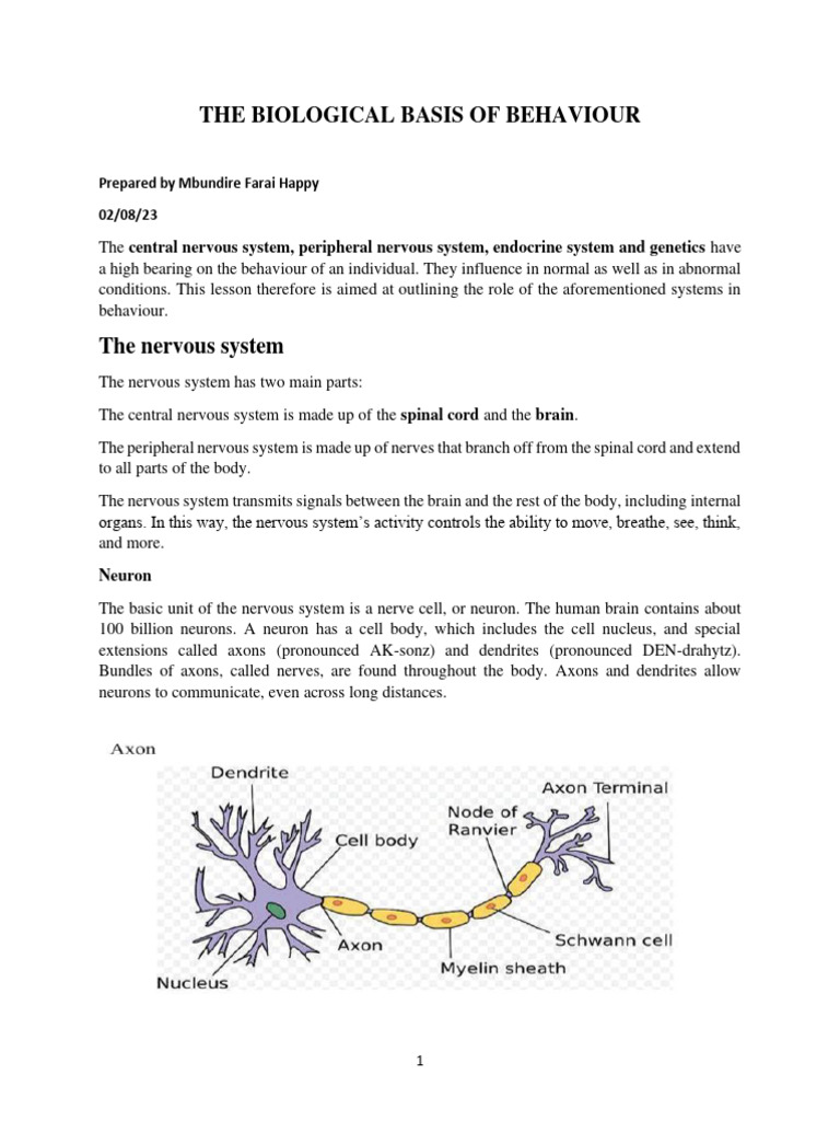 BIOLOGICAL BASIS OF BEHAVIOUR-Mbundire (2023) 2 | PDF | Nervous System ...