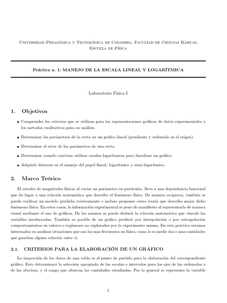Práctica N. 1: MANEJO DE LA ESCALA LINEAL Y LOGAR ITMICA | PDF ...