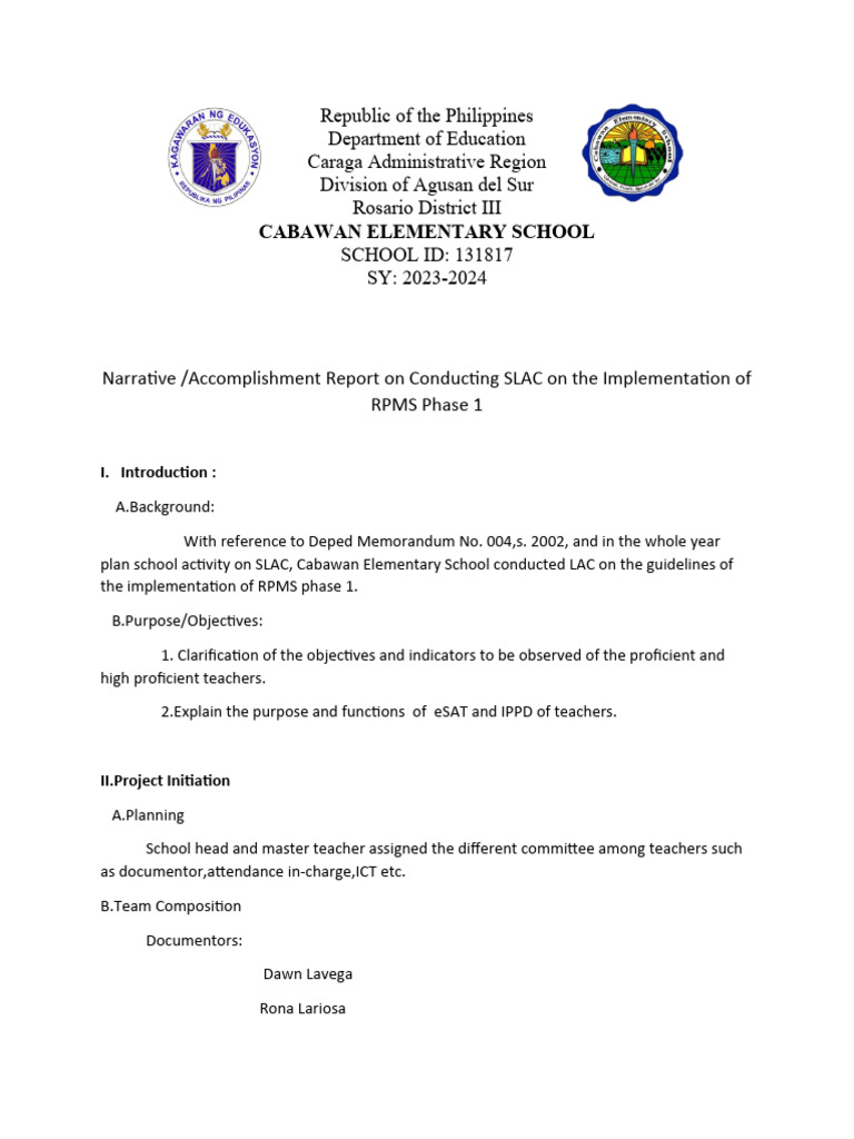 Narrative Report in Rpms Slac | PDF | Mentorship | Learning
