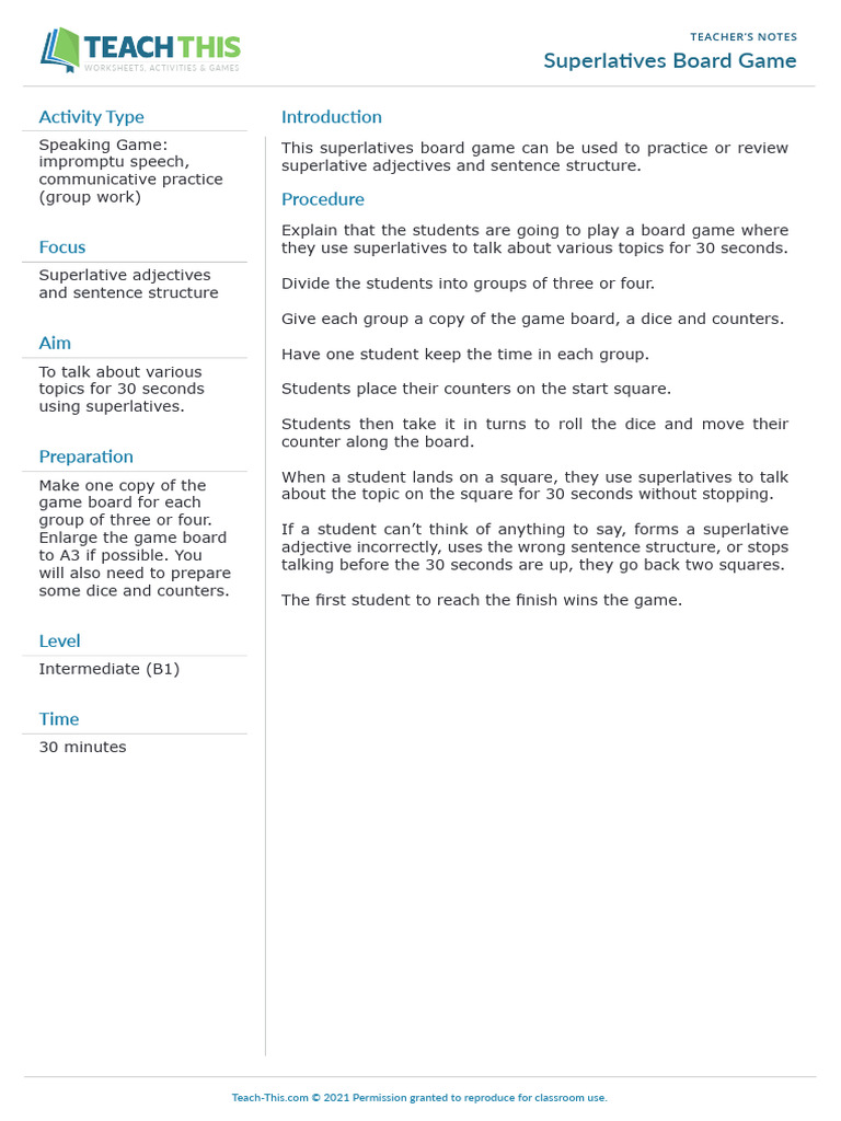 Superlative Board Game - Superlative-Board-Game | PDF