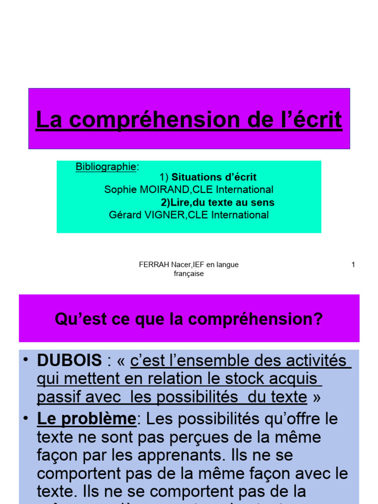 La Compréhension de L'écrit | PDF | Verbe | Linguistique