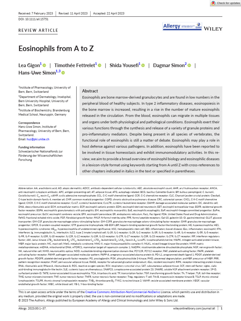 Eosinophils From A To Z: Lea Gigon - Timothée Fettrelet - Shida Yousefi ...