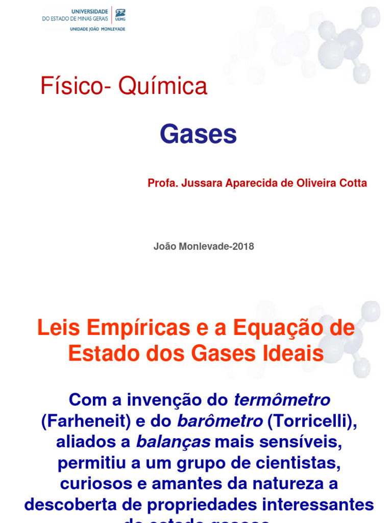 Aula 8 - Gases | PDF | Gases | Pressão