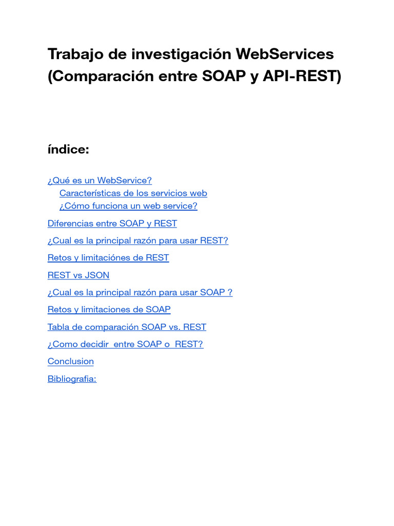 Comparativa SOAP vs REST en WebServices | PDF | Transferencia de estado ...