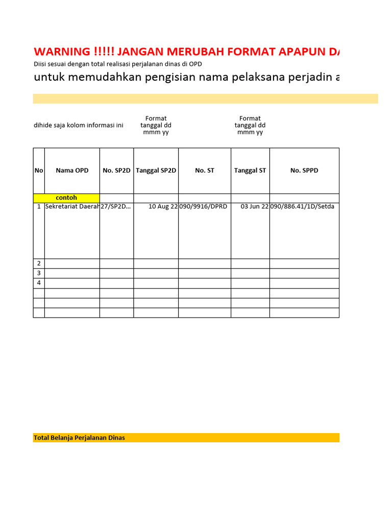 Format Permintaan Data Perjadin Ke OPD | PDF