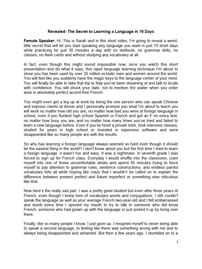 Pimsleur Transcript 18.12.2012 | PDF | Second Language | Standard Chinese