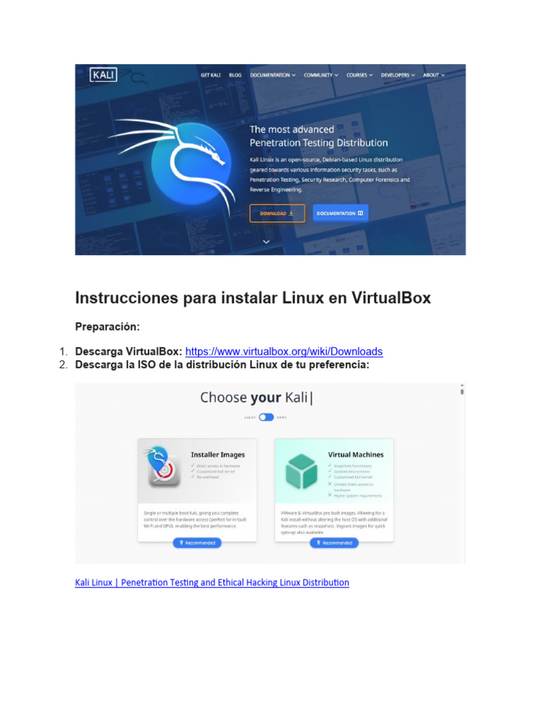 Instrucciones para Instalar Linux en VirtualBox | PDF