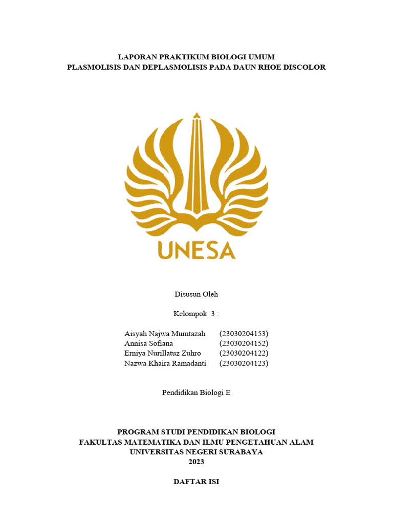 Plasmolisis Dan Deplasmolisis Pada Daun Rhoe Discolor | PDF