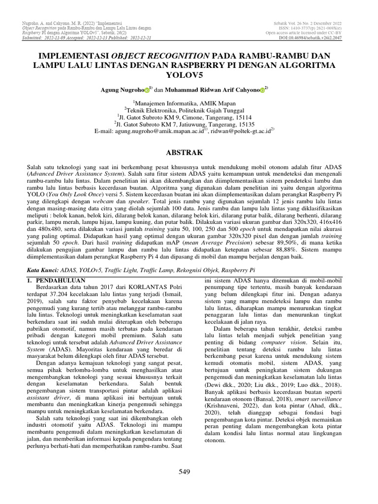 Implementasi Object Recognition Pada Rambu-Rambu D | PDF