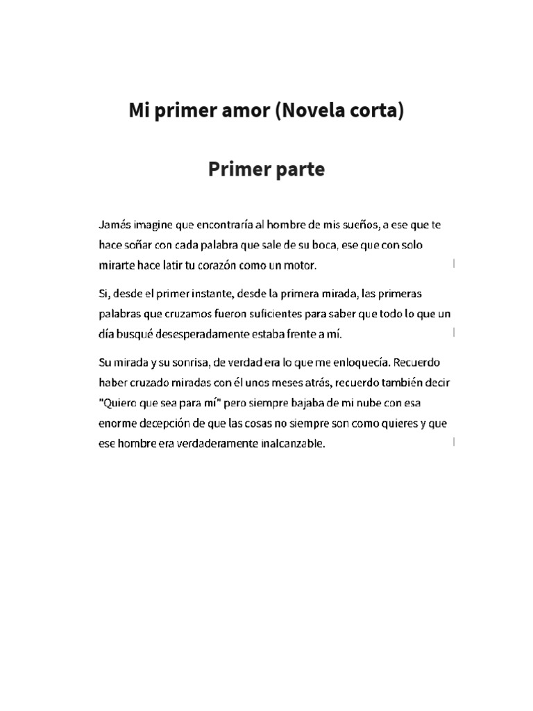Mi Primer Amor: Novela Corta | PDF