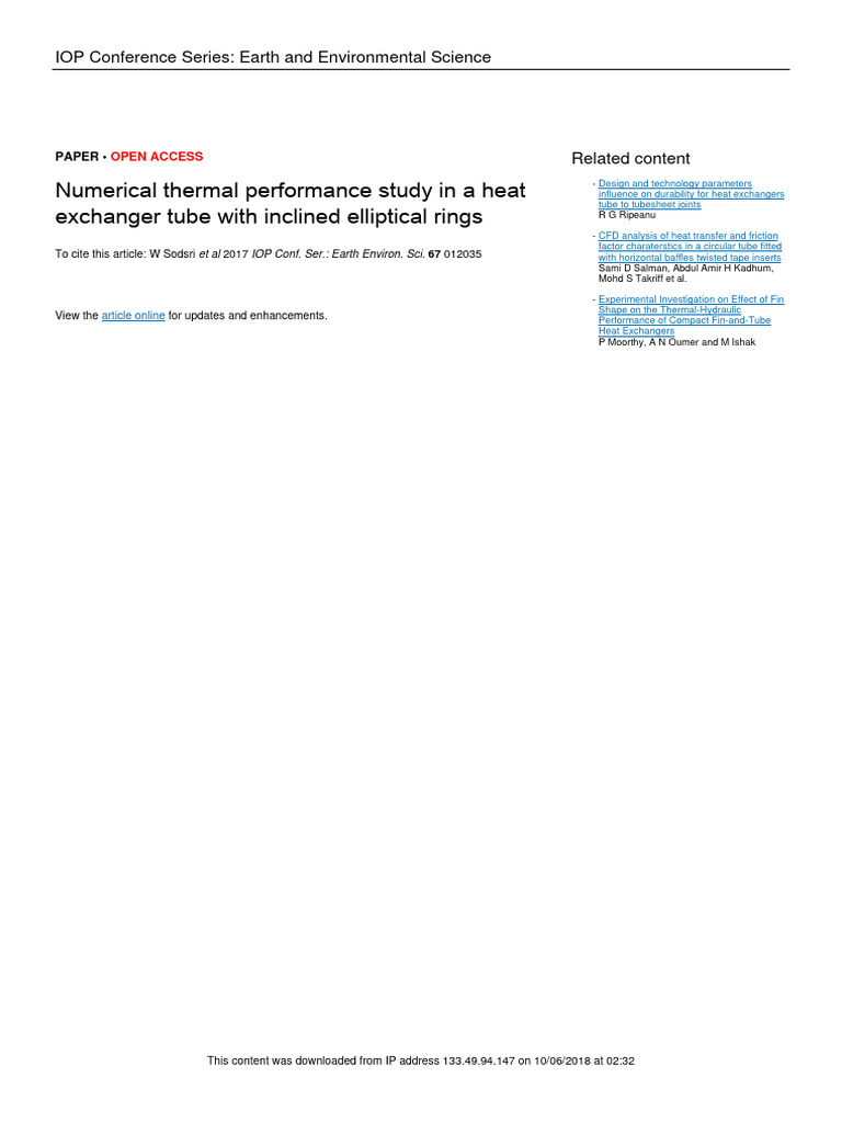 Sodsri Et Al. - 2017 - Numerical Thermal Performance Study in A Heat ... Sodsri Et Al. - 2017 - Numerical Thermal Performance Study in A Heat ...