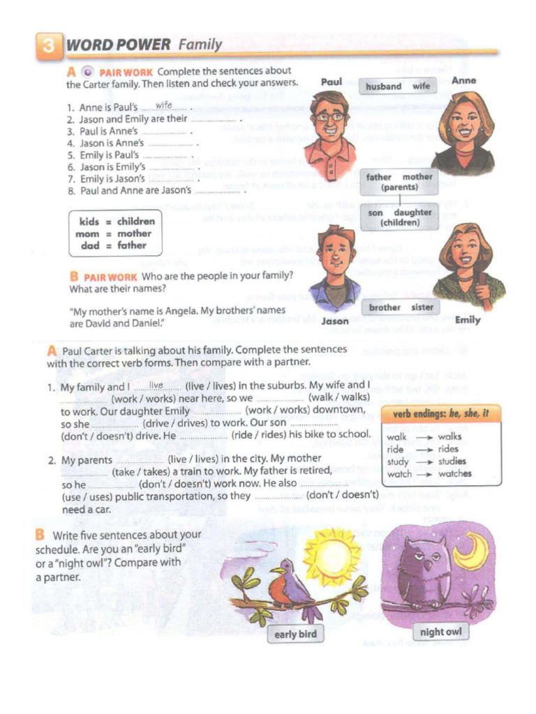 Family - Simple Present Tense | PDF