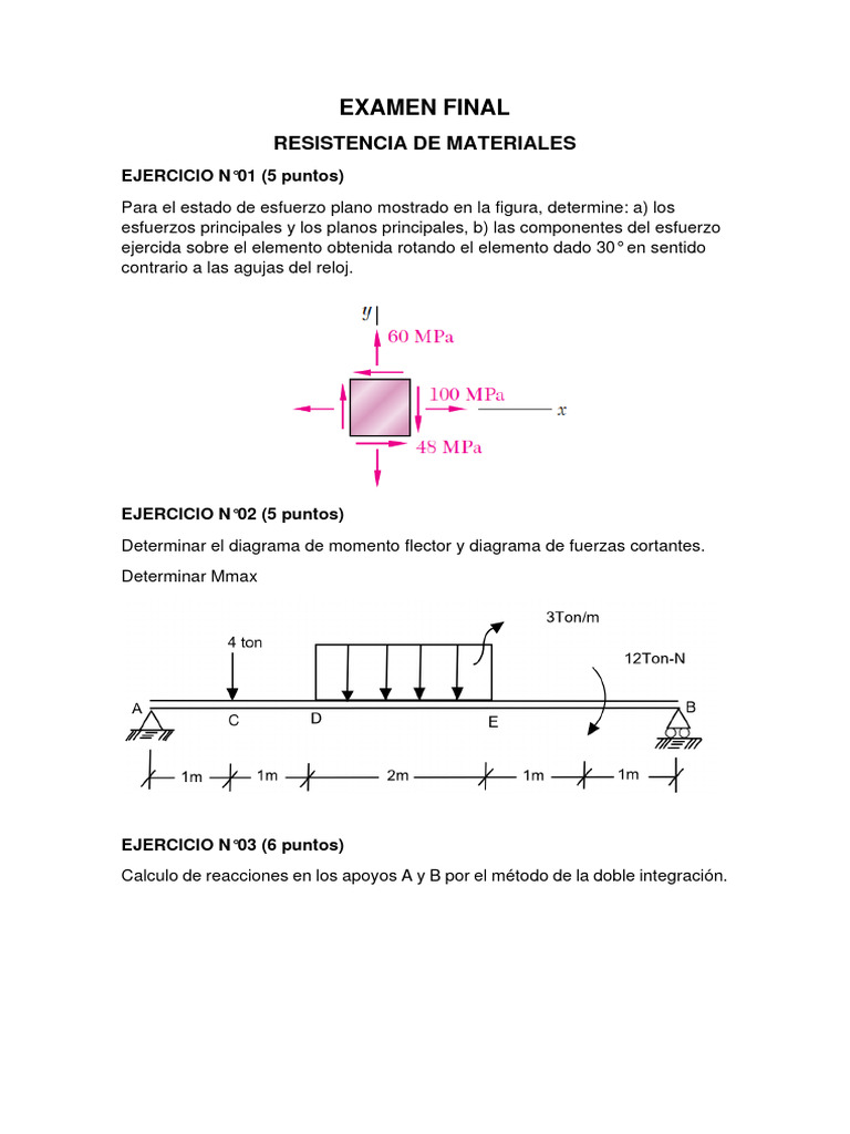 Examen Final Resistencia de Materiales | PDF