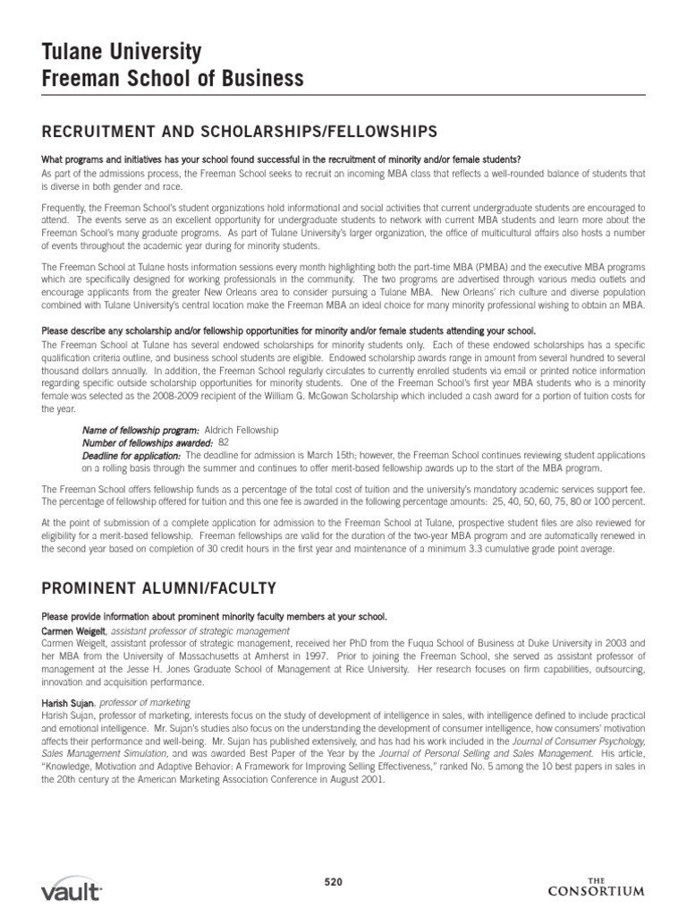 Tulane University - Freeman | PDF | Master Of Business Administration ...