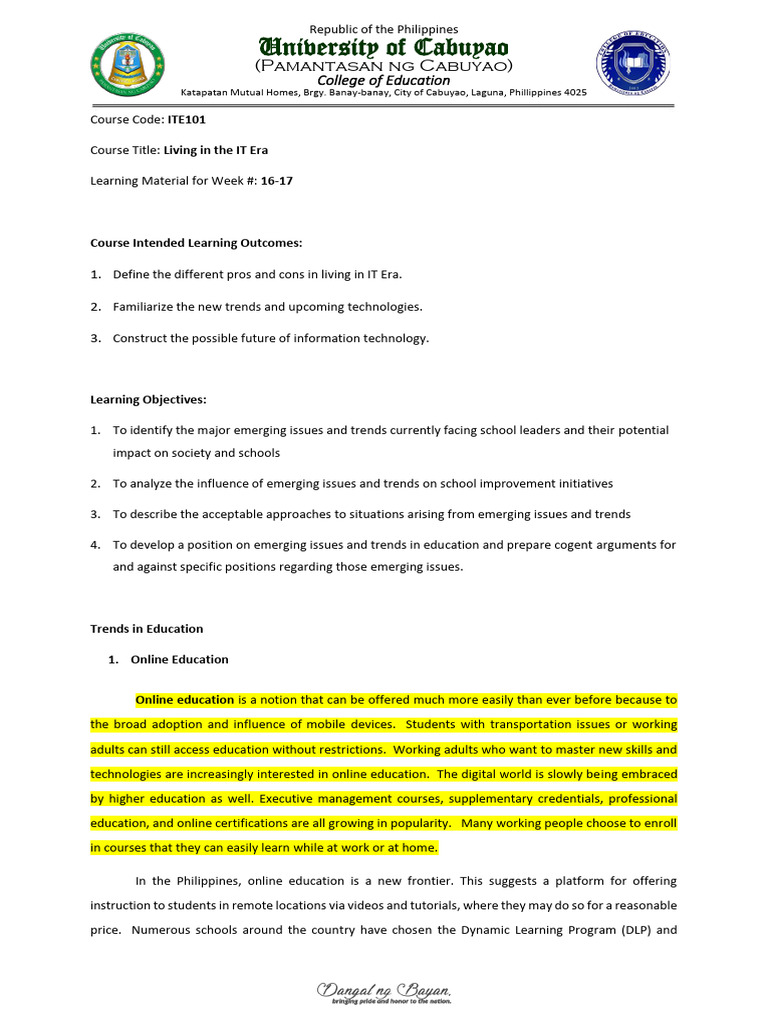 ITE 101 - Week 16 17 Lesson | PDF