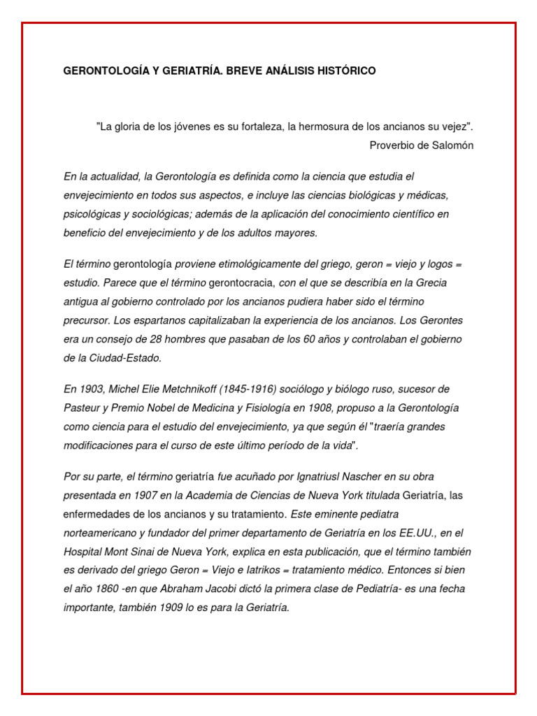 Gerontolog-A y Geriatr-A Breve Analisis Historico | Descargar gratis ...