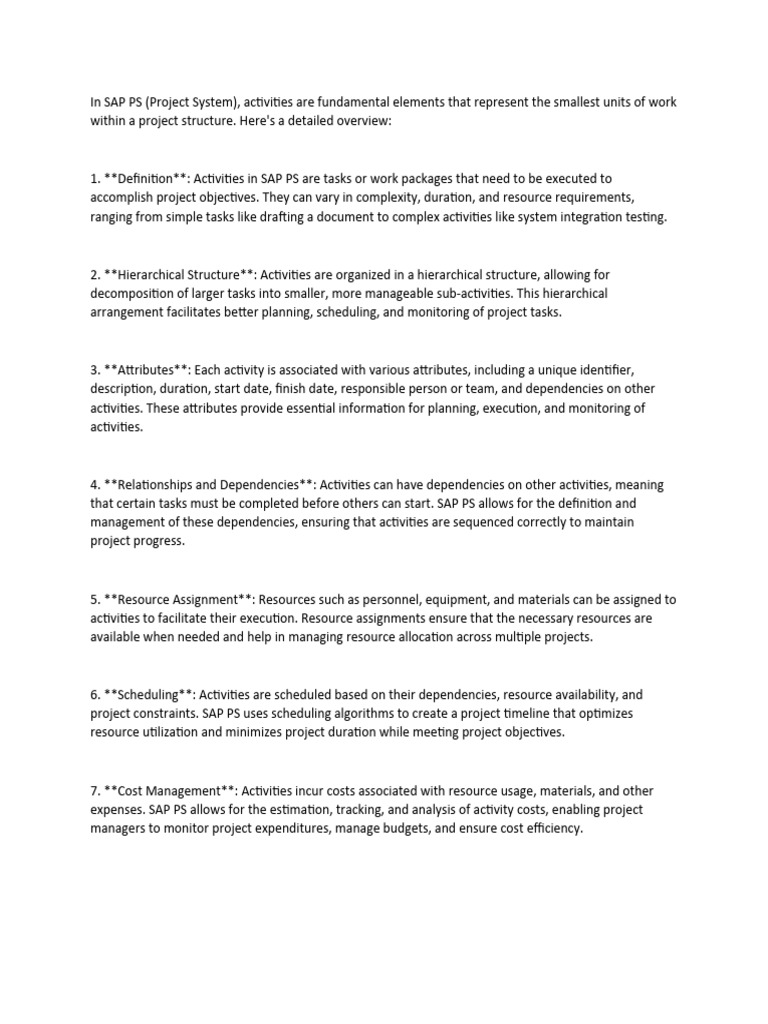 Activities | PDF | Project Management | Scheduling (Production Processes)