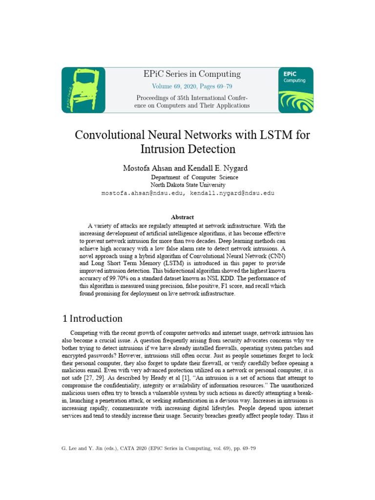 Convolutional Neural Networks With Lstm For Intrusion Detection