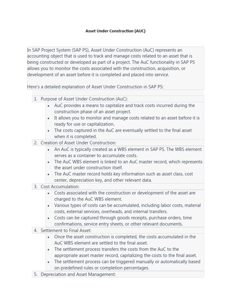 Asset Under Construction | PDF | Cost | Depreciation