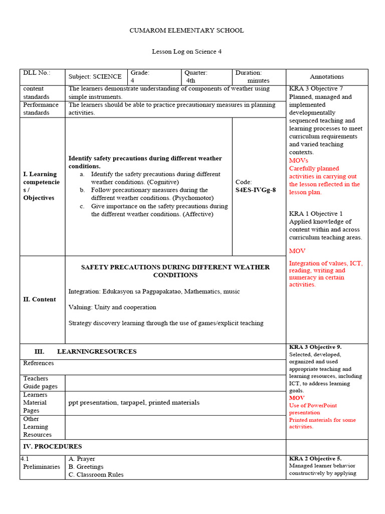 Grade 4 Precautionary Measures | PDF | Learning | Educational Technology