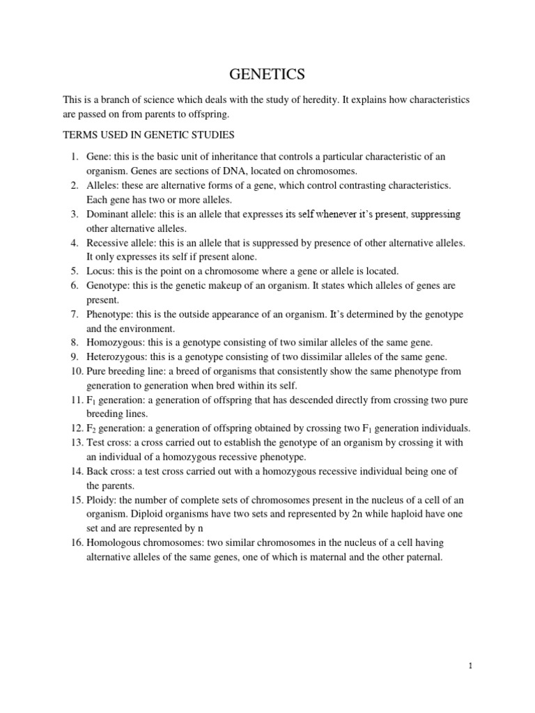 Genetics A-Level | PDF