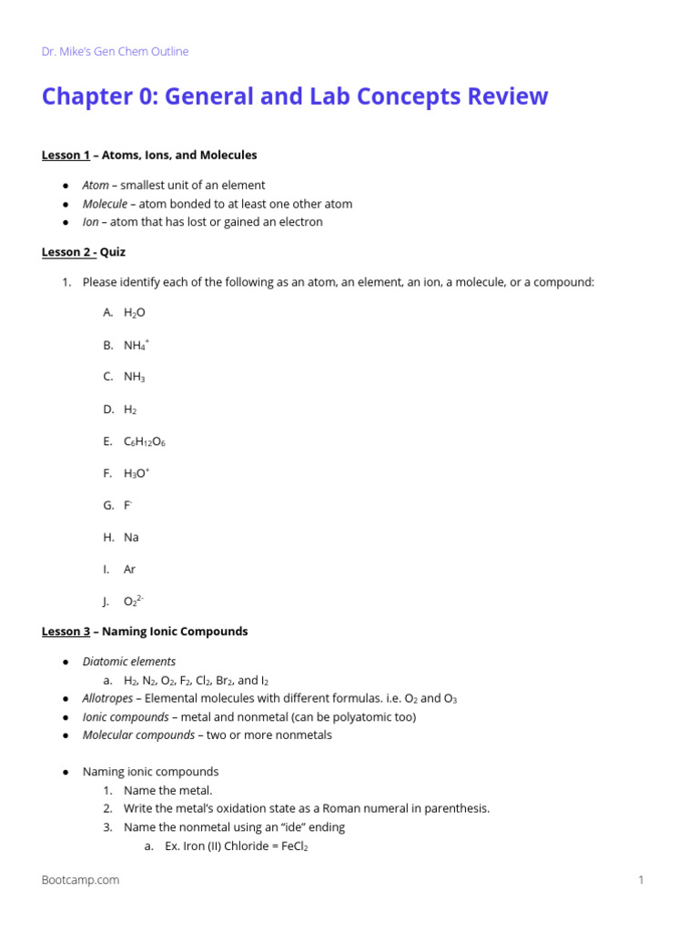 Mike's Videos - General Chemistry Lesson Outline | PDF | Gases ...