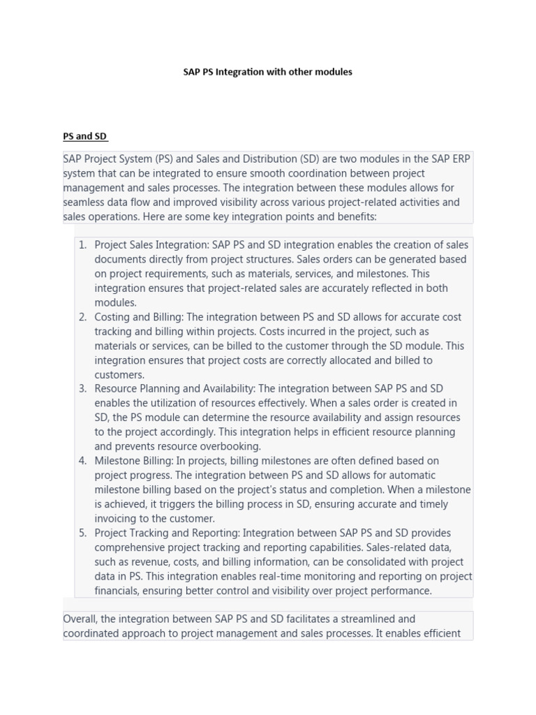 Ps Integration Pdf Sales Information Technology Management