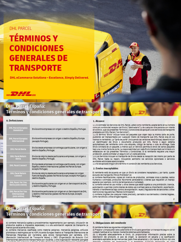 Terminos y Condiciones Generales de Transporte DHL Parcel 2022 | PDF | aduana | Seguro