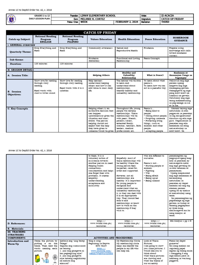 Daily Lesson Plan for Grades 1-12 | PDF | Cognition