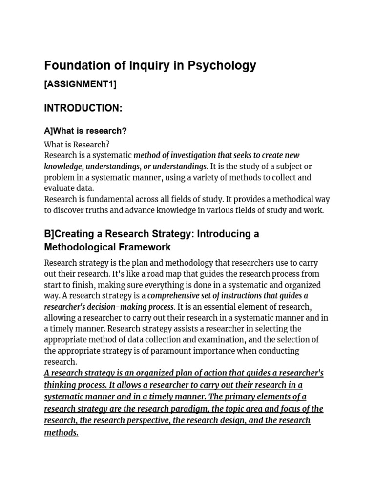 Foundation of Inquiry in Psychology | PDF