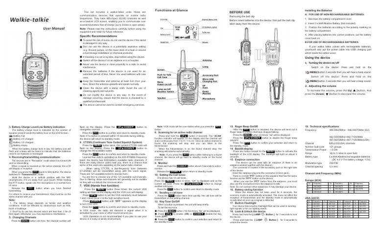 Walkie-Talkie: User Manual | PDF