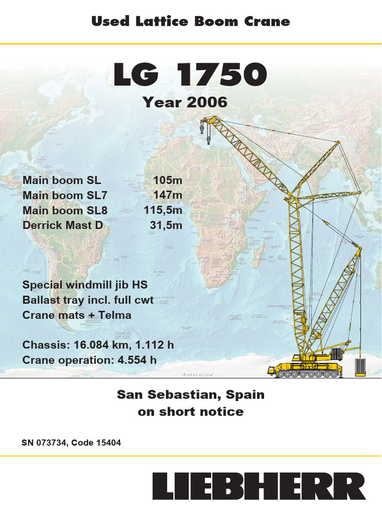 Handout LG 1750 SN 073734, Code 15404 | PDF | Crane (Machine) | Equipment