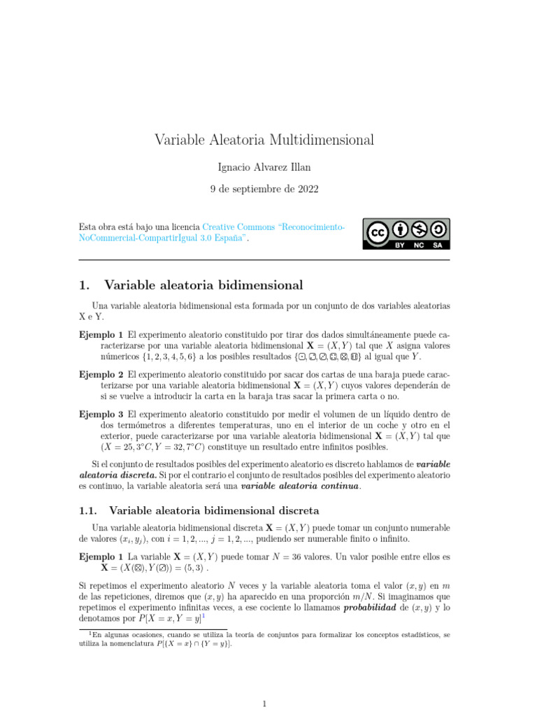 Variable Aleatoria Multidimensional-1 | PDF | Variable aleatoria ...