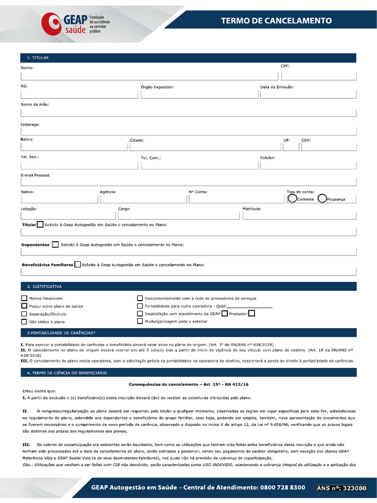 Termo de Cancelamento GEAP | PDF