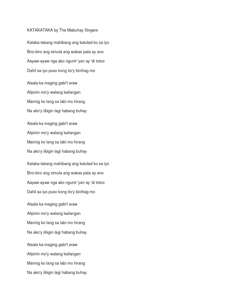 KATAKATAKA by The Mabuhay Singers | PDF