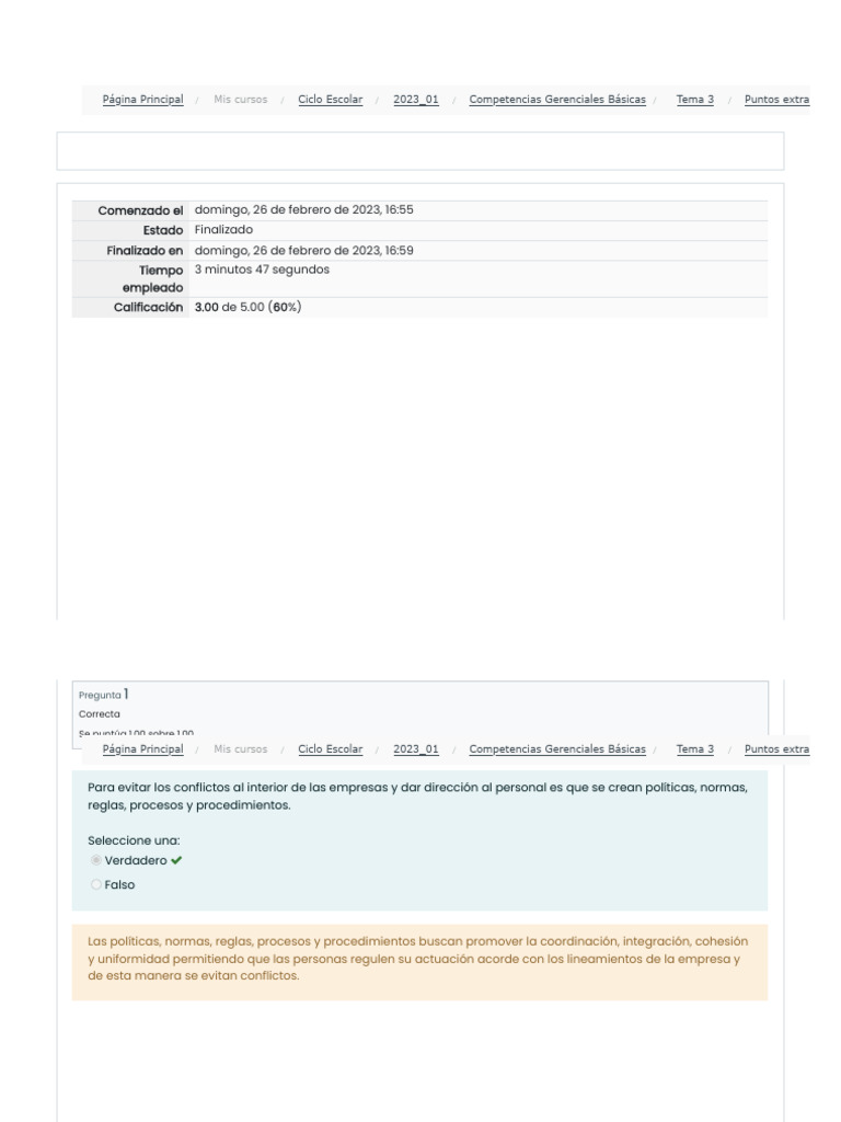 Competerncias Gerenciales Basicas Puntos Extras 6 - Revisión Del Intento 2 | PDF | Crecimiento ...
