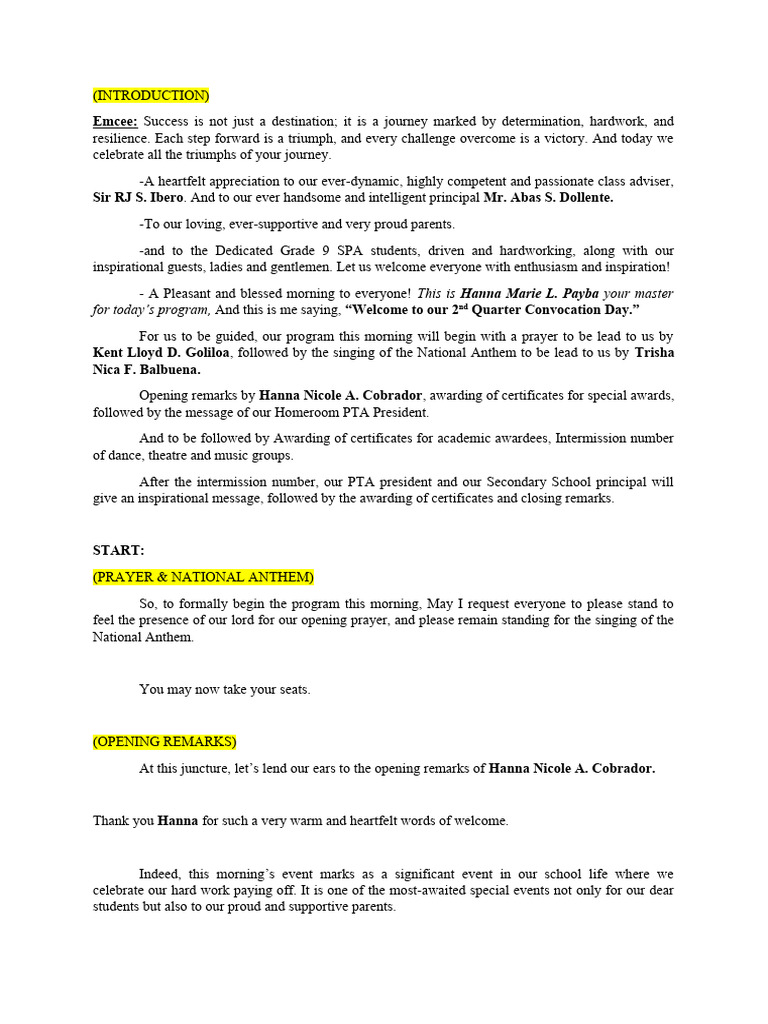 Convocation Script 094718 | PDF