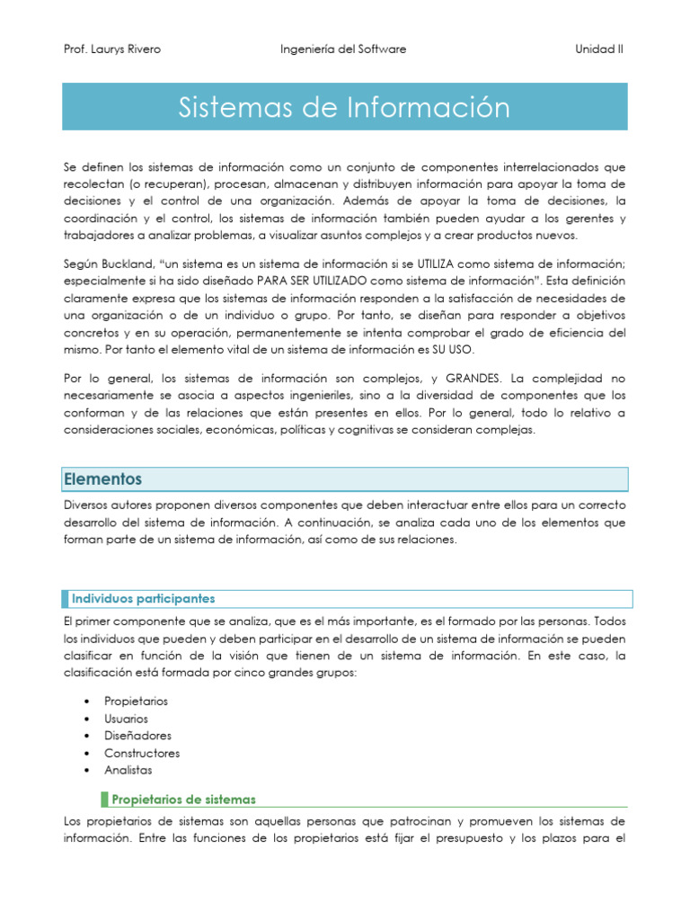 Sistemas de Información Definiciones | PDF | Sistema de informacion | Información