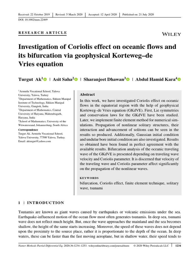 2019-Investigation of Coriolis Effect On Oceanic Flows and Its Bifurcation Via Geophysical ...