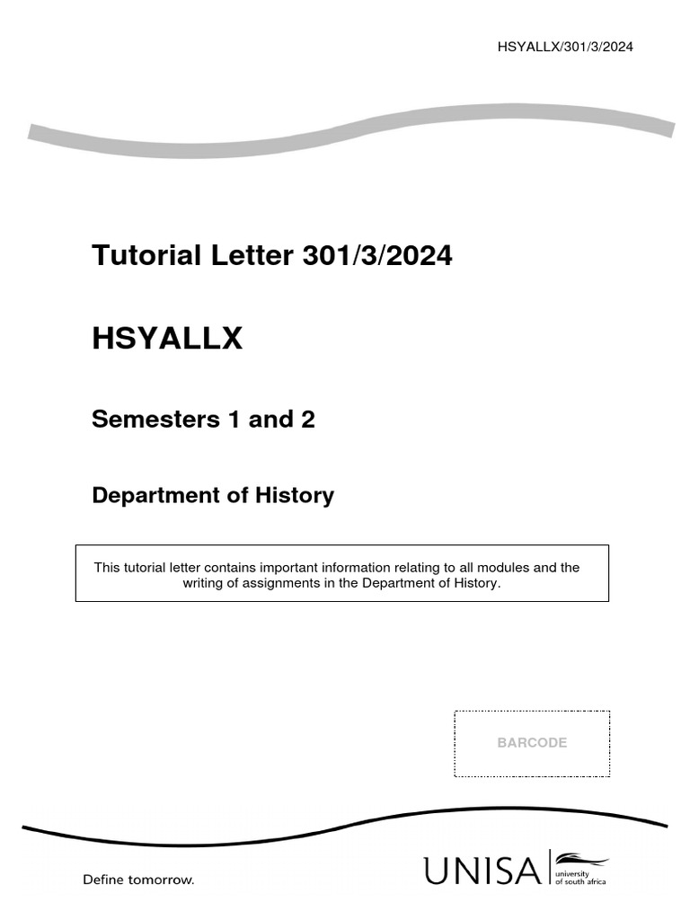 Hsyallx: Tutorial Letter 301/3/2024 | PDF | Essays | Plagiarism