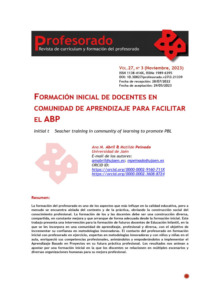 Formación Inicial Docente y ABP | PDF | Enseñando | Maestros