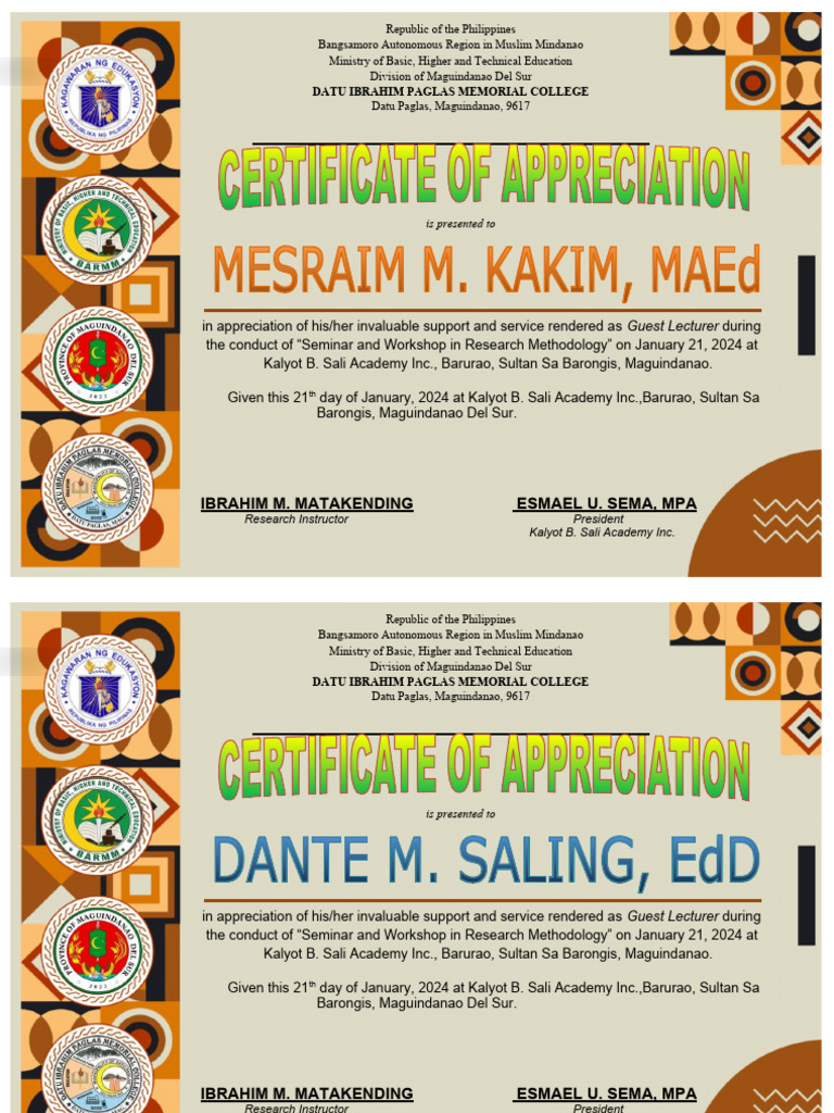 Certificate of Appreciation | PDF
