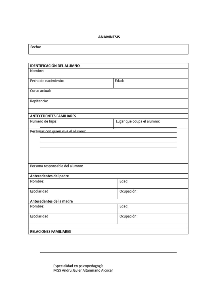 ficha-anamnesis | PDF | Enfermedades y trastornos humanos | Medicina CLINICA