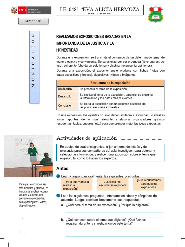 Semana 3 Sesión 04 3° Año Realizamos Exposiciones Basadas en La Importancia de La Justicia y La ...